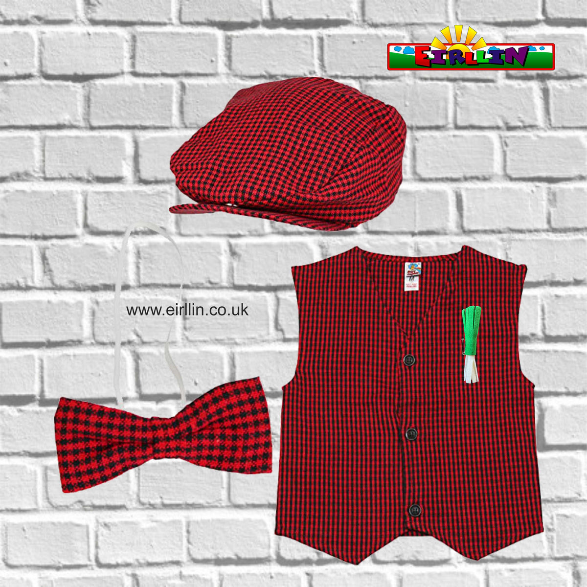 Dydd Gwyl Dewi St Davids Day Waistcoat, Flat Cap, Bow Tie and Leek Set ...